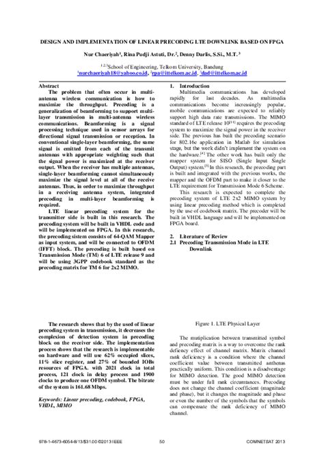 pdf design and implementation of linear precoding lte downlink based