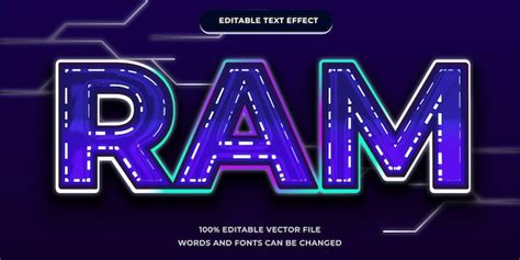 Premium Vector Ram Text Effect Technology Style With Editable Font