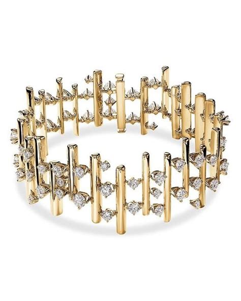 Hearts On Fire 18k Barre Diamond Multirow Bar Link Statement Bracelet