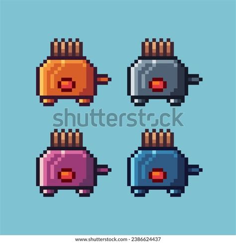 Pixel Art Sets Bread Toasterwith Variation Stock Vector Royalty Free