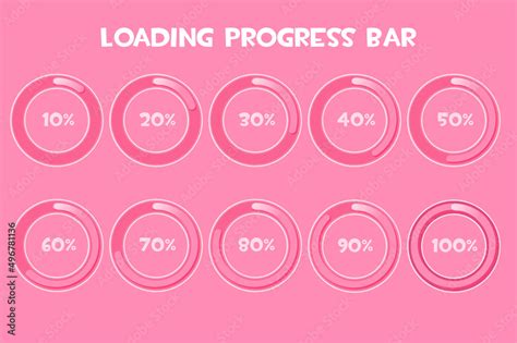 Loading Progress Bar Pink Colour Circle Loading Or Progress