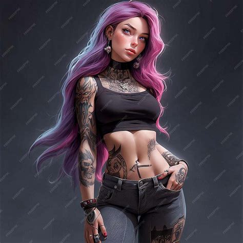 Premium Ai Image Beautiful Anime Girl With Tattoo