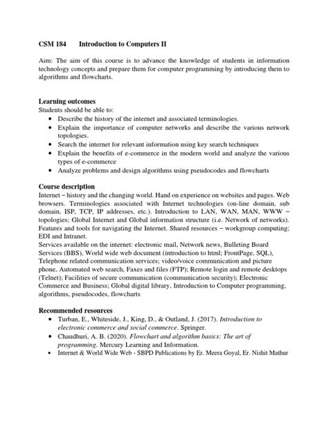 advanced it and algorithms course pdf computers