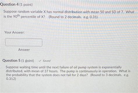 Solved Question 4 1 Point Suppose Random Variable X Has