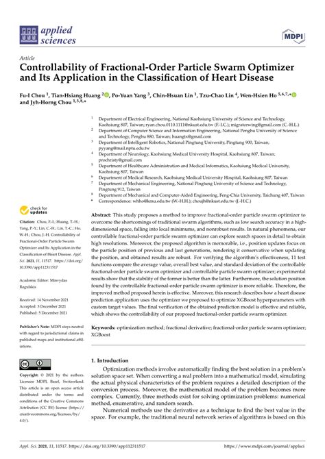 Pdf Controllability Of Fractional Order Particle Swarm Optimizer And Its Application In The