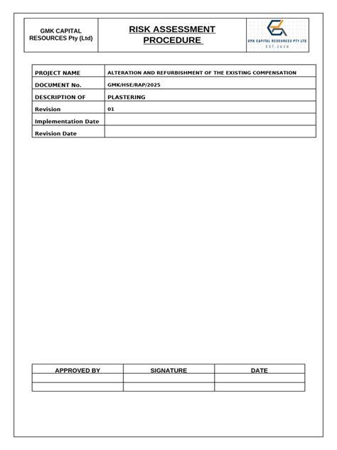 Risk Assessment Procedure Pdf Risk Risk Assessment