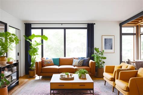 Analog Style Interior Design Style Living Room Generative Ai Stock