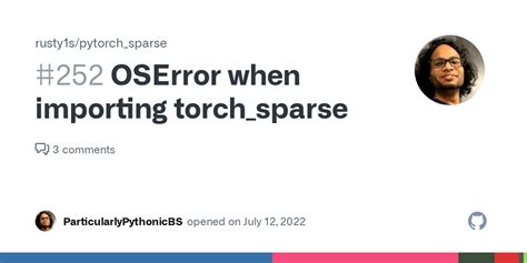 oserror when importing torch sparse · issue 252 · rusty1s pytorch