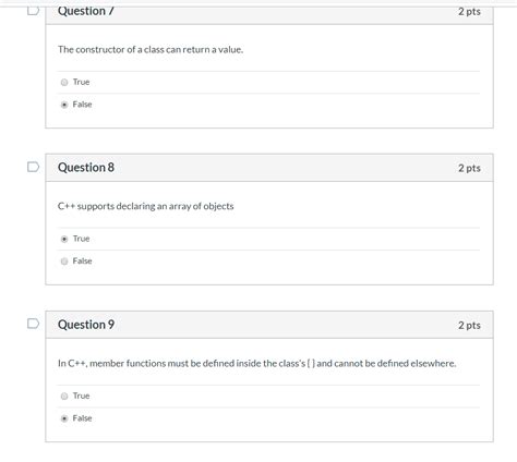 solved question 2 pts the constructor of a class can