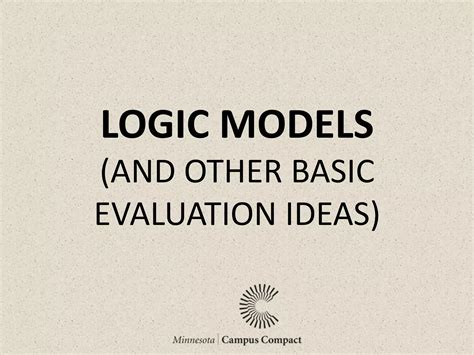 Logic Models And Basic Evaluation Ppt