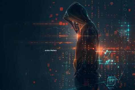 premium photo digital artwork of hacker in hooded silhouette with