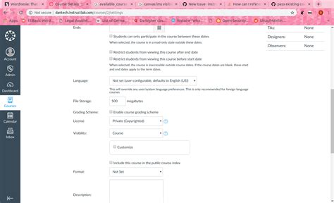 C Breaks Course Settings Issue Instructure Canvas Lms GitHub