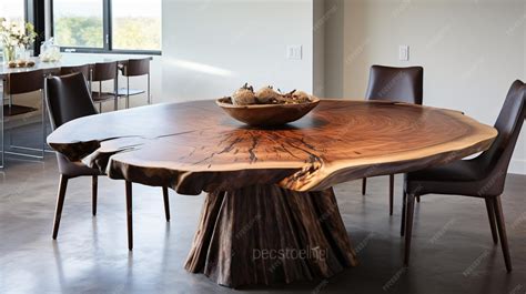 Premium Ai Image Round Live Edge Dining Table Interior Design Of