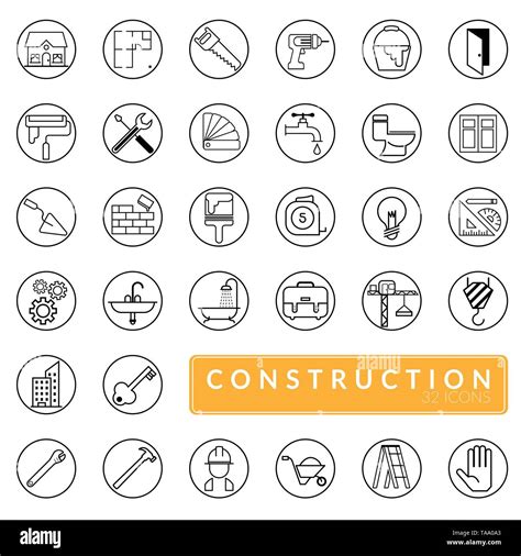 Vector Of Outline Construction Icons Set Building Construction Home Repair And Renovation