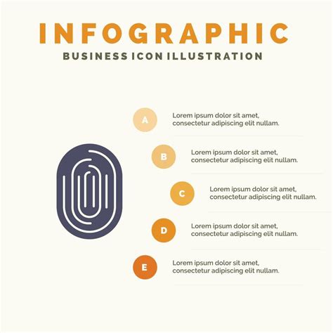 Fingerprint Identity Recognition Scan Scanner Scanning Solid Icon Infographics 5 Steps