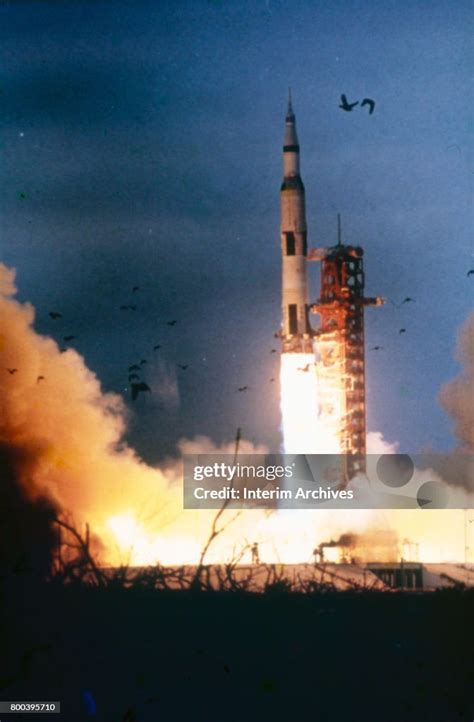 View Of The Launch Of The Saturn V Rocket Of Nasas Apollo 8 Mission