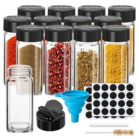 12 Pack Glass Spice Jars With Labels 4oz Spices Containers