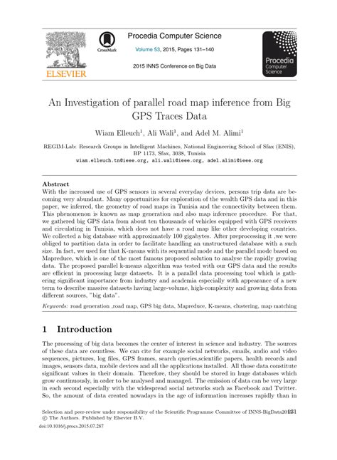 Pdf An Investigation Of Parallel Road Map Inference From Big Gps