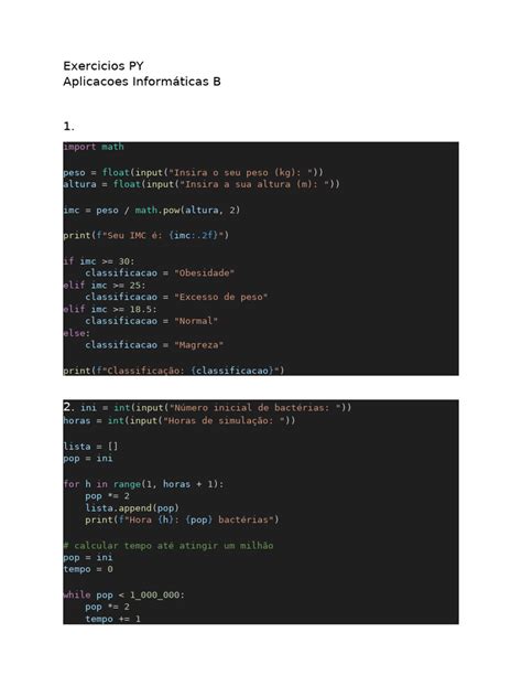 Exercícios De Programação Em Python Pdf Beleza Física