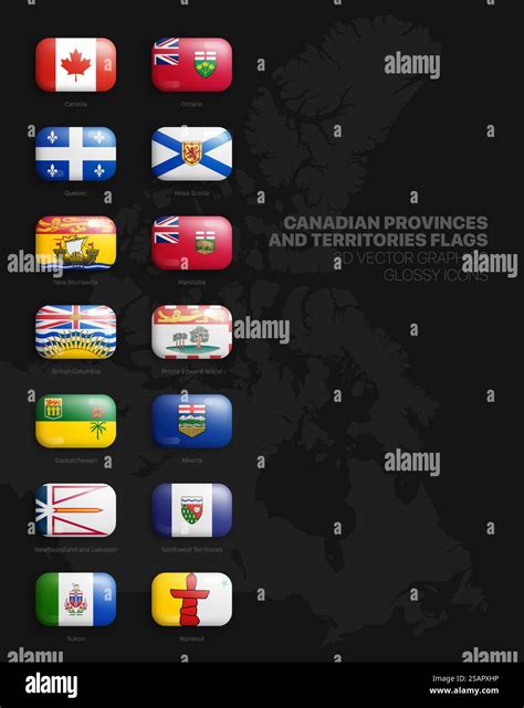 All Official Flags Of Canadian Provinces And Territories 3d Vector