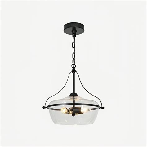 Lirra Glass Pendant Light Mid‑century Modern Metal Frame For Kitchen