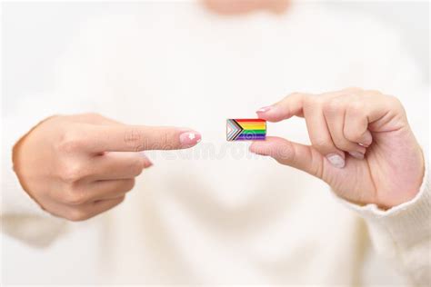 Happy Pride Month And Lgbt Or Lgbtq Or Lgbtqia With Rainbow Flag Brooch