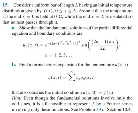 Solved 15 Consider A Uniform Bar Of Length L Having An