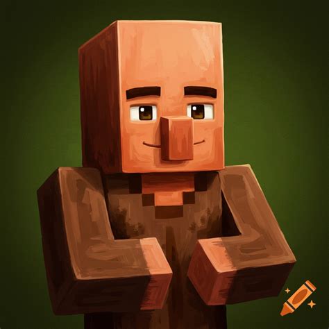 A Stylized Hyper Realistic Illustration Of A Minecraft Villager On