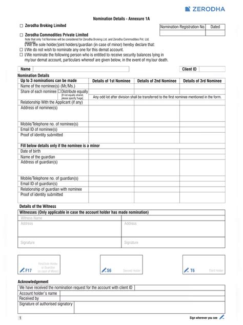 Zerodha Nomination Form Pdf Instapdf