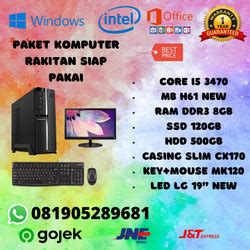 Jual Paket Pc Rakitan Komputer Cpu Kantor Kasir Intel Core I Ssd Hd Ram Gb Hdd No