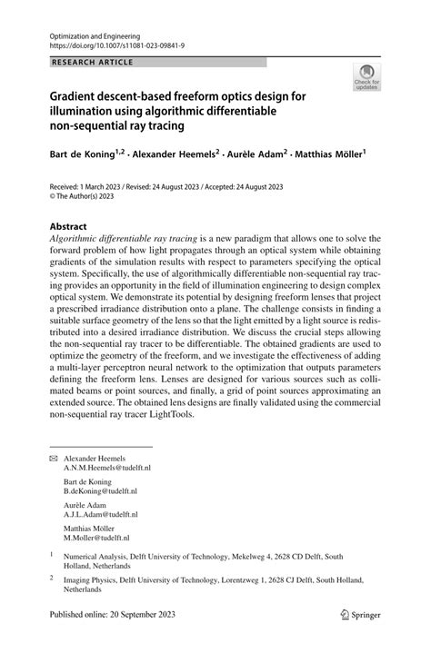 pdf gradient descent based freeform optics design for illumination