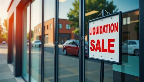 Liquidation Sale Sign Outside Office Building Urgent Closure Concept
