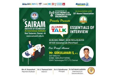 Department Of Ece Conducted An Alumni Talk On “essentials Of Interview