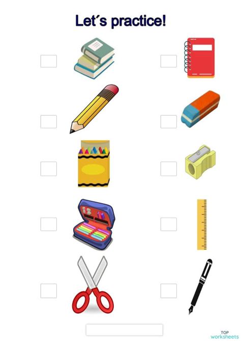 Classroom Items Practice Interactive Worksheet Topworksheets