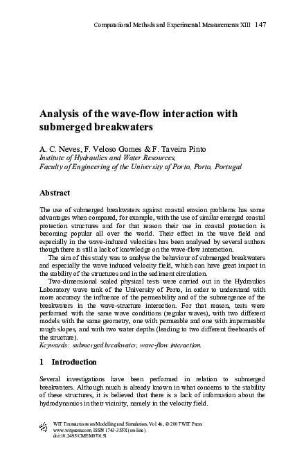 Pdf Analysis Of The Wave Flow Interaction With Submerged Breakwaters