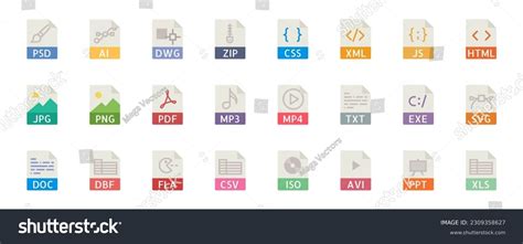 Set File Type Icon Set Pack Stock Vector Royalty Free Shutterstock