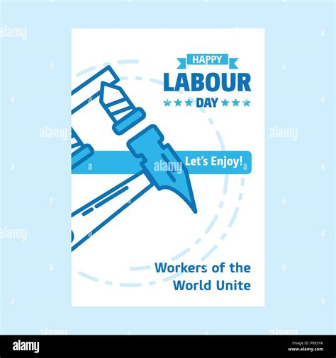 Happy Labour Day Design With White And Blue Theme Vector With Labours