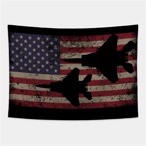 F 15 Eagle Jet Fighter Plane Usa American Flag T F 15 Eagle Jet Fighter Plane Tapestry