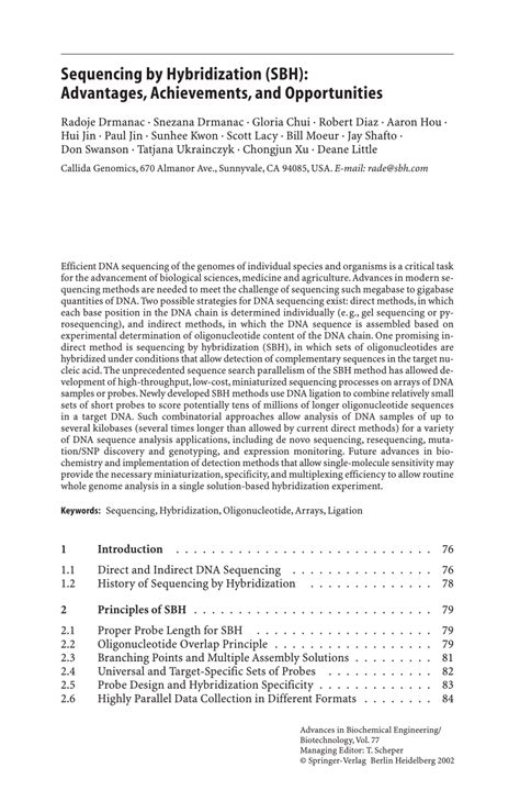 Pdf Sequencing By Hybridization Sbh Advantages Achievements And