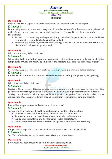 NCERT Solutions For Class 6 Science Chapter 5 In PDF For 2022 2023