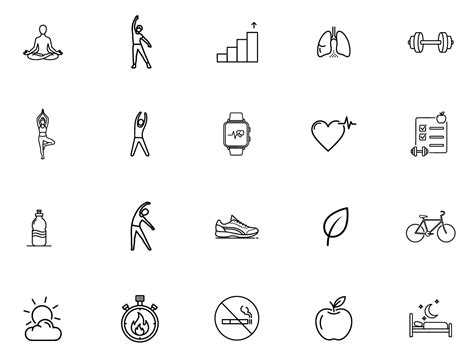 Fitness Health Wellness Exercise Icons Pack 77389462 Vector Art At Vecteezy