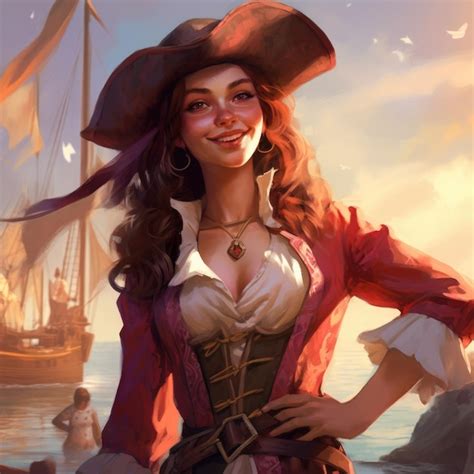 Premium Ai Image Captain Of The Enchanted Seas A Beautiful Female