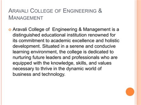 Mba At Aravali College Of Engineering And Managementpptx Professional School Postgraduate