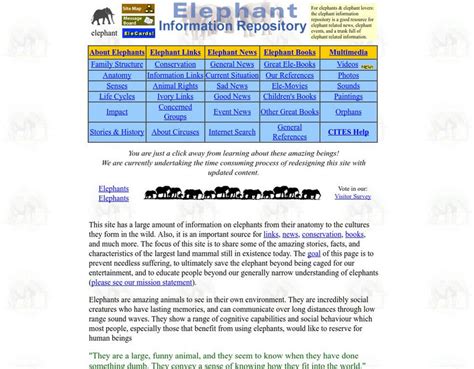 Elephant Information Repository Website For 9th 10th Grade Lesson