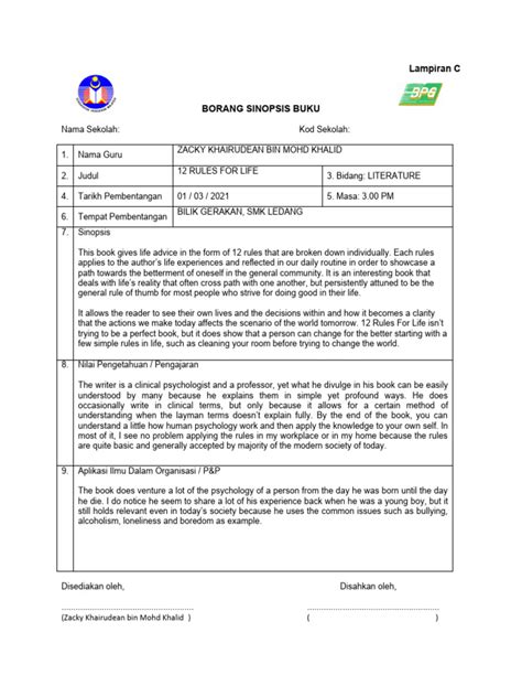 Sinopsis 12 Rules For Life Pdf Behavioural Sciences Psychology