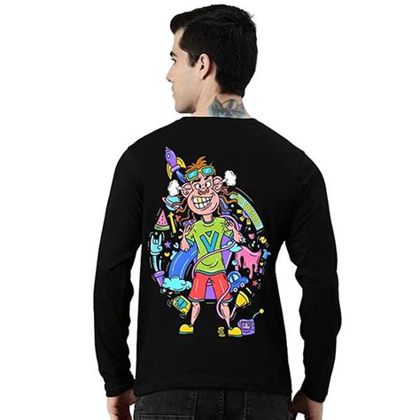 Buy Black Customized Graphic T Shirt For Men Cotton Regular Fit Full