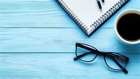 Stylish Black Glasses On A Work Desk Setup Stock Illustration