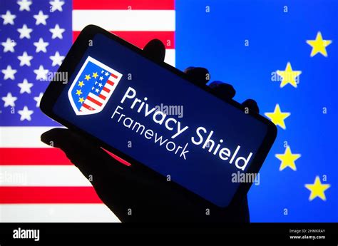In This Photo Illustration A Privacy Shield Framework Logo Is Seen On A Smartphone Screen With