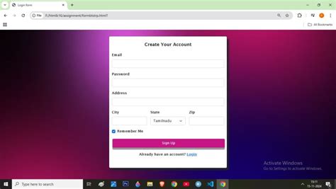 Signup Form Using Bootstrapand Css Pritha Amuthasekaran