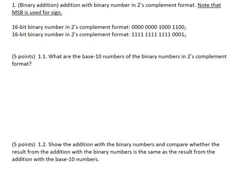 Solved Binary Addition Addition With Binary Number In Chegg Com